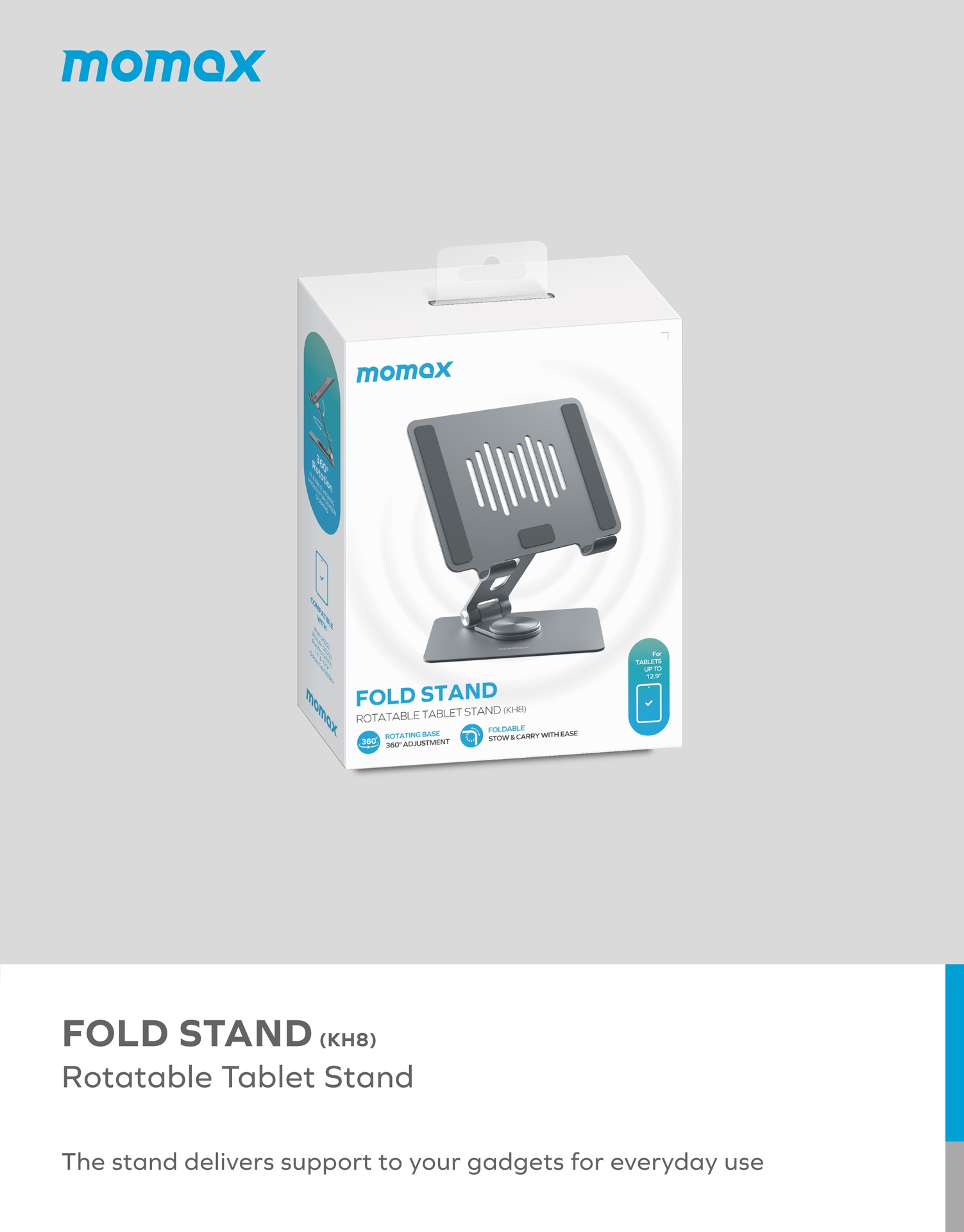 MOMAX FOLD STAND ADJUSTABLE TABLET AND LAPTOP STAND | Space.ae