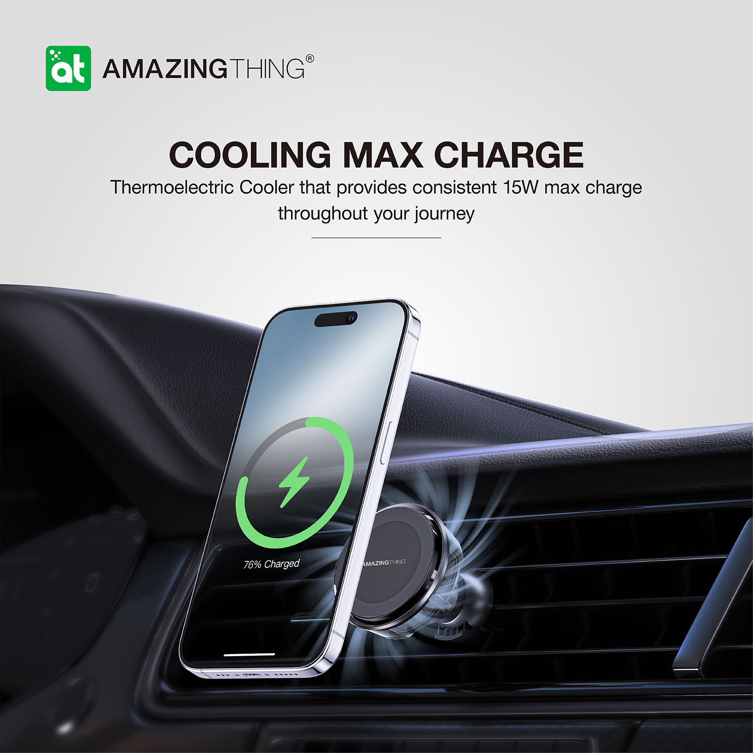 AT THERMO-COOLING MAG 15W CAR MOUNT WITH 1.2M USB-C TO USB-C CABLE ...