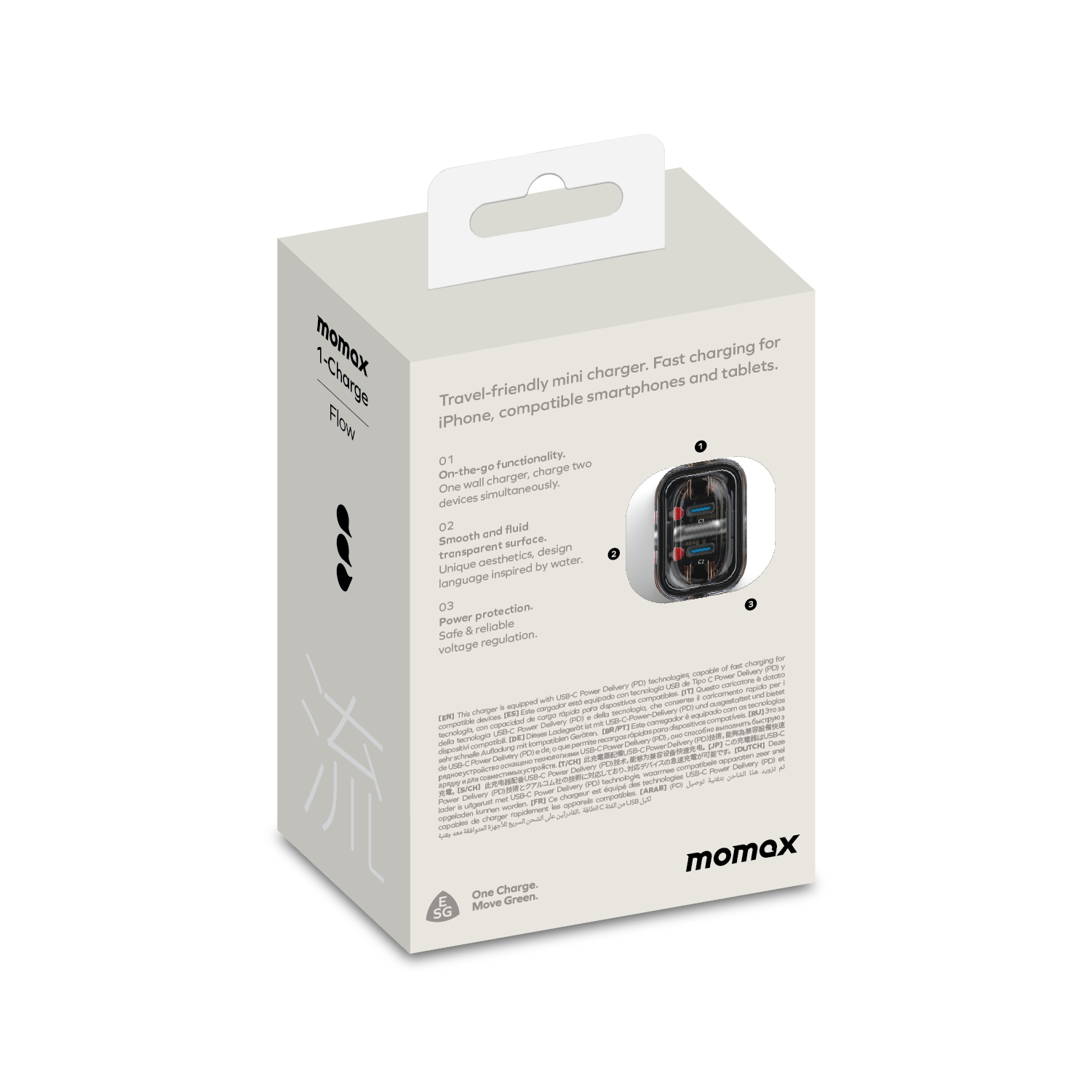 MOMAX 1-CHARGER FLOW PD 35W 2 PORTS GAN WALL CHARGER | Space.ae