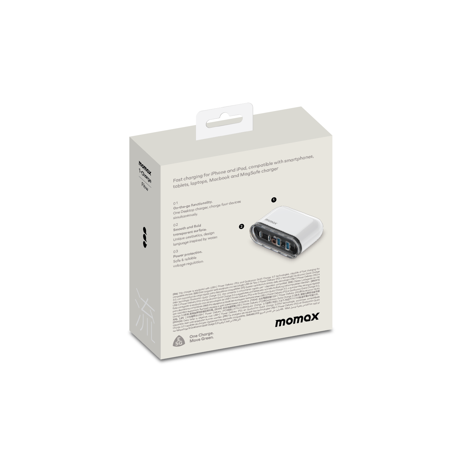 MOMAX 1-CHARGER FLOW PD 80W 4 PORTS GAN DESKTOP CHARGER | Space.ae