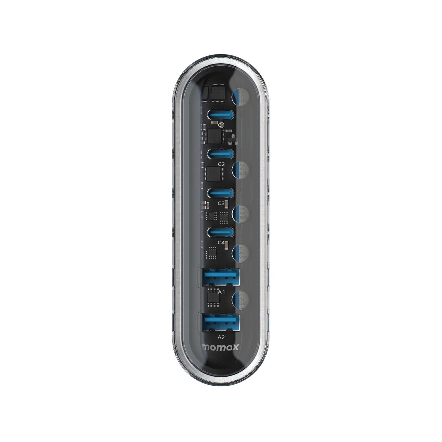 MOMAX 1-CHARGER FLOW PLUS PD 120W 6 PORTS GAN DESKTOP CHARGER | Space.ae
