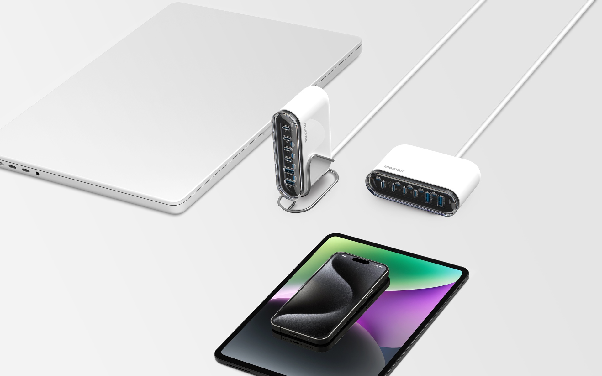 MOMAX 1-CHARGER FLOW PLUS PD 120W 6 PORTS GAN DESKTOP CHARGER | Space.ae