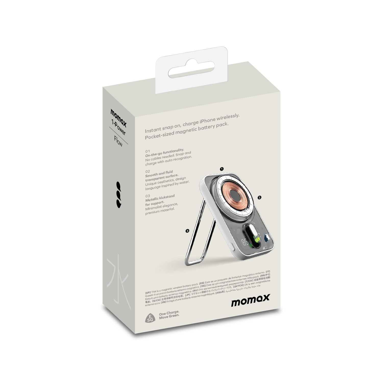 MOMAX 1-POWER FLOW MAGNETIC POWER BANK 5000mAh | Space.ae