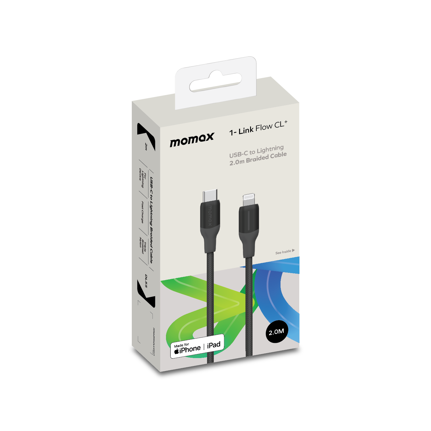 MOMAX 1-LINK FLOW 35W USB-C TO LIGHTNING CABLE 2M | Space.ae