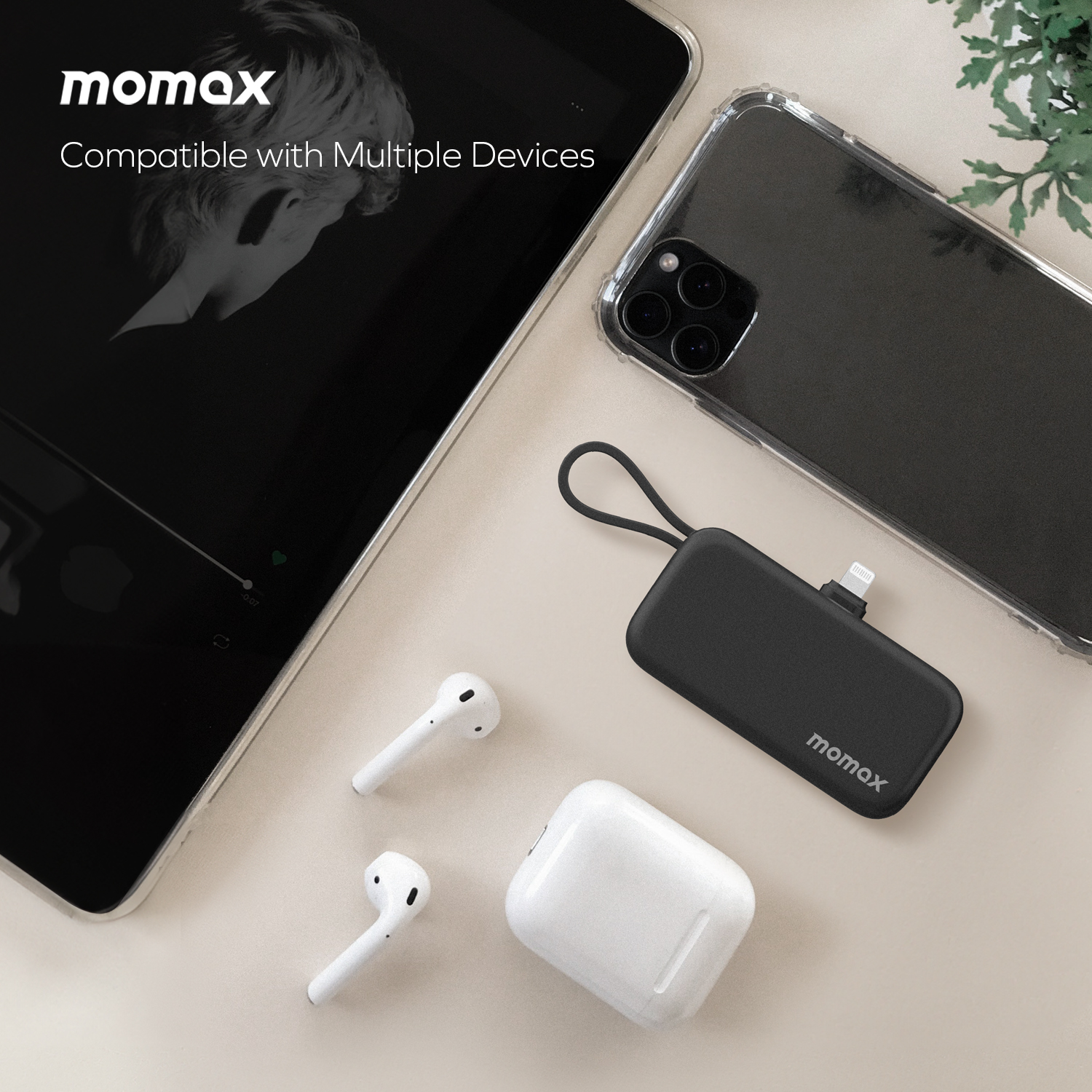 MOMAX 1-POWER MINI 5000mAh 3IN1 POWER BANK WITH LIGHTNING PLUG | Space.ae