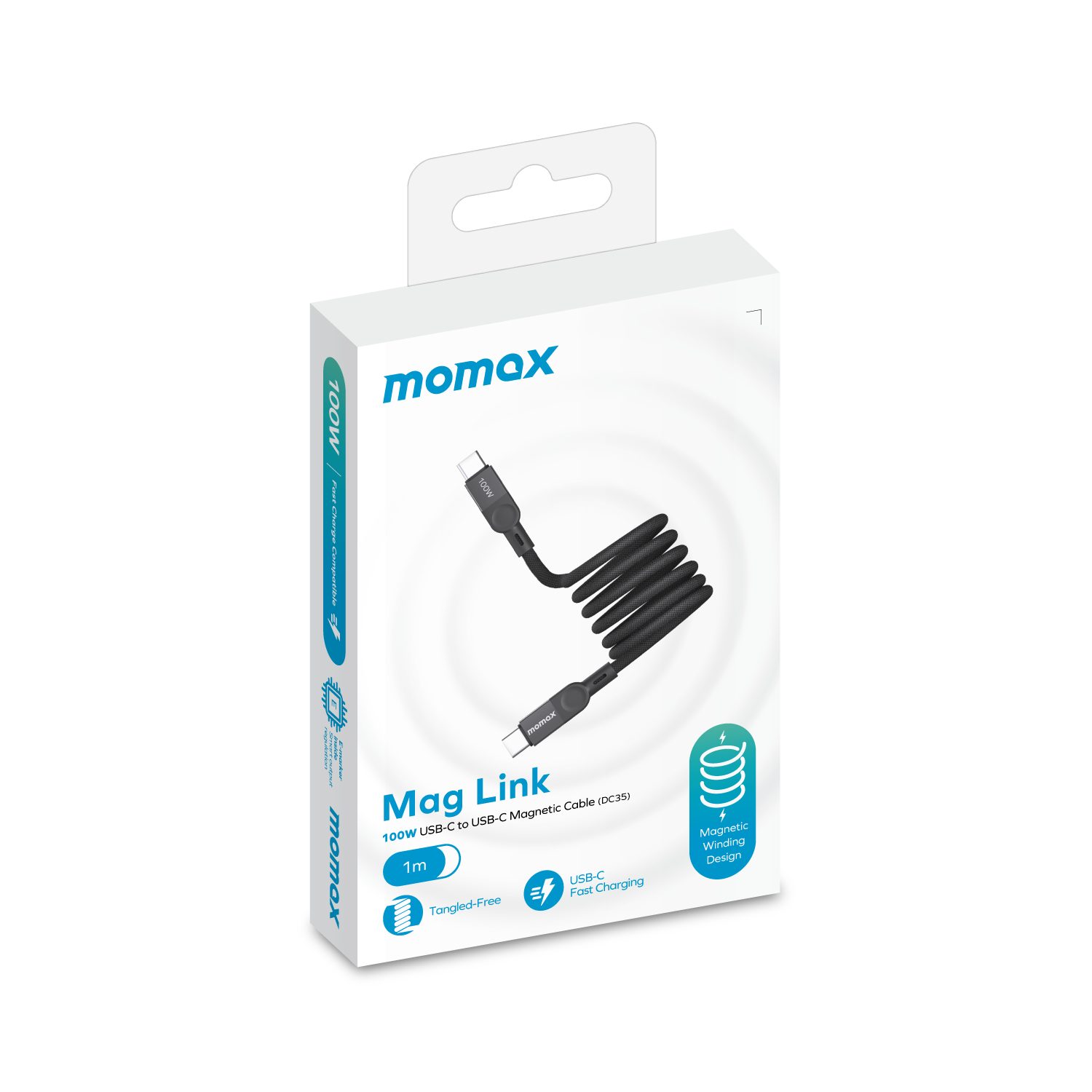 MOMAX ELITE MAG LINK 100W USB-C TO USB-C MAGNETIC CABLE 1M | Space.ae