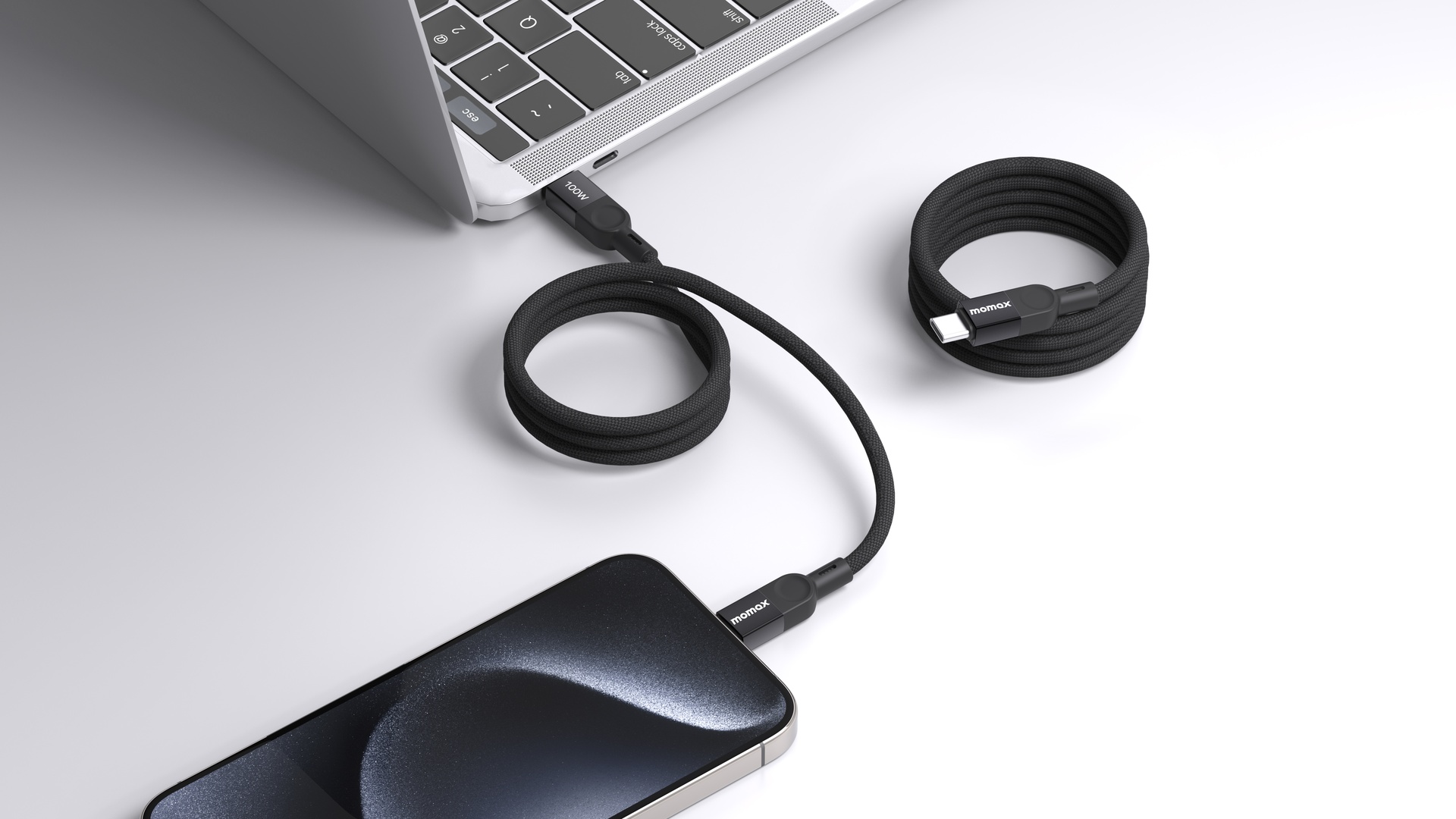 MOMAX ELITE MAG LINK 100W USB-C TO USB-C MAGNETIC CABLE 1M | Space.ae