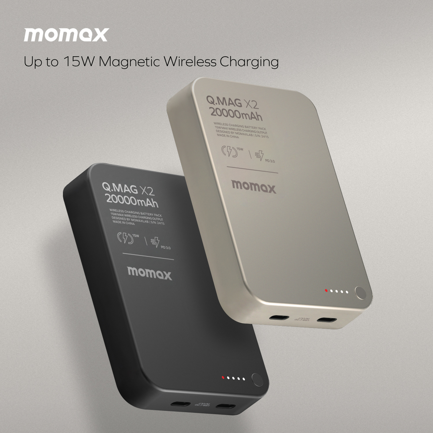 MOMAX Q.MAG X2 20000mAh GEN2 MAGSAFE WIRELESS POWER BANK | Space.ae