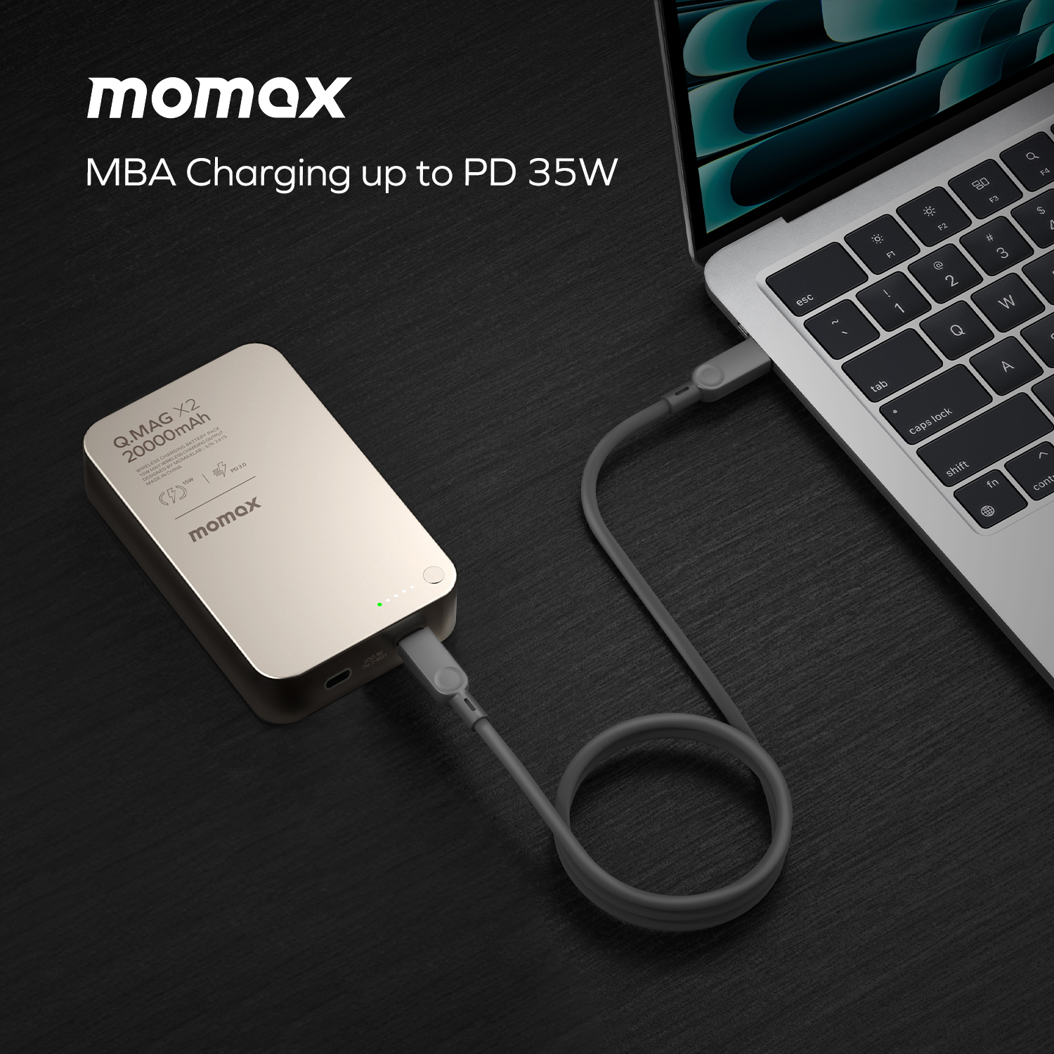 MOMAX Q.MAG X2 20000mAh GEN2 MAGSAFE WIRELESS POWER BANK | Space.ae