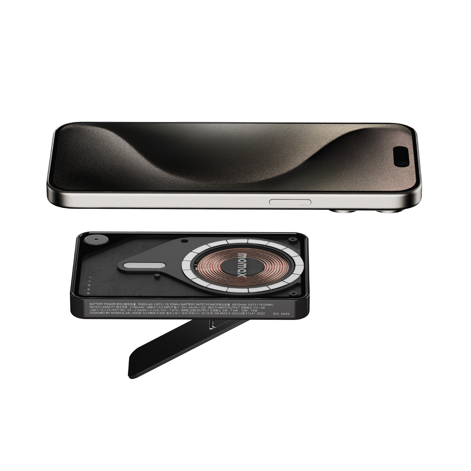 MOMAX 1-POWER X PRO 5000mAh MAGNETIC WIRELESS POWER BANK WITH STAND AND ...