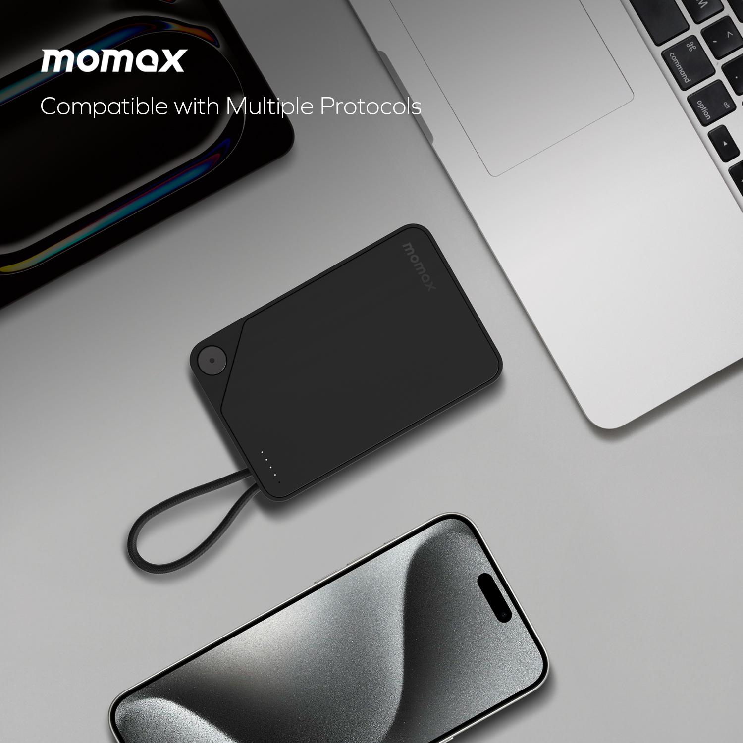 MOMAX 1-POWER X 10000mAh POWER BANK WITH BUILT-IN USB-C CABLE | Space.ae
