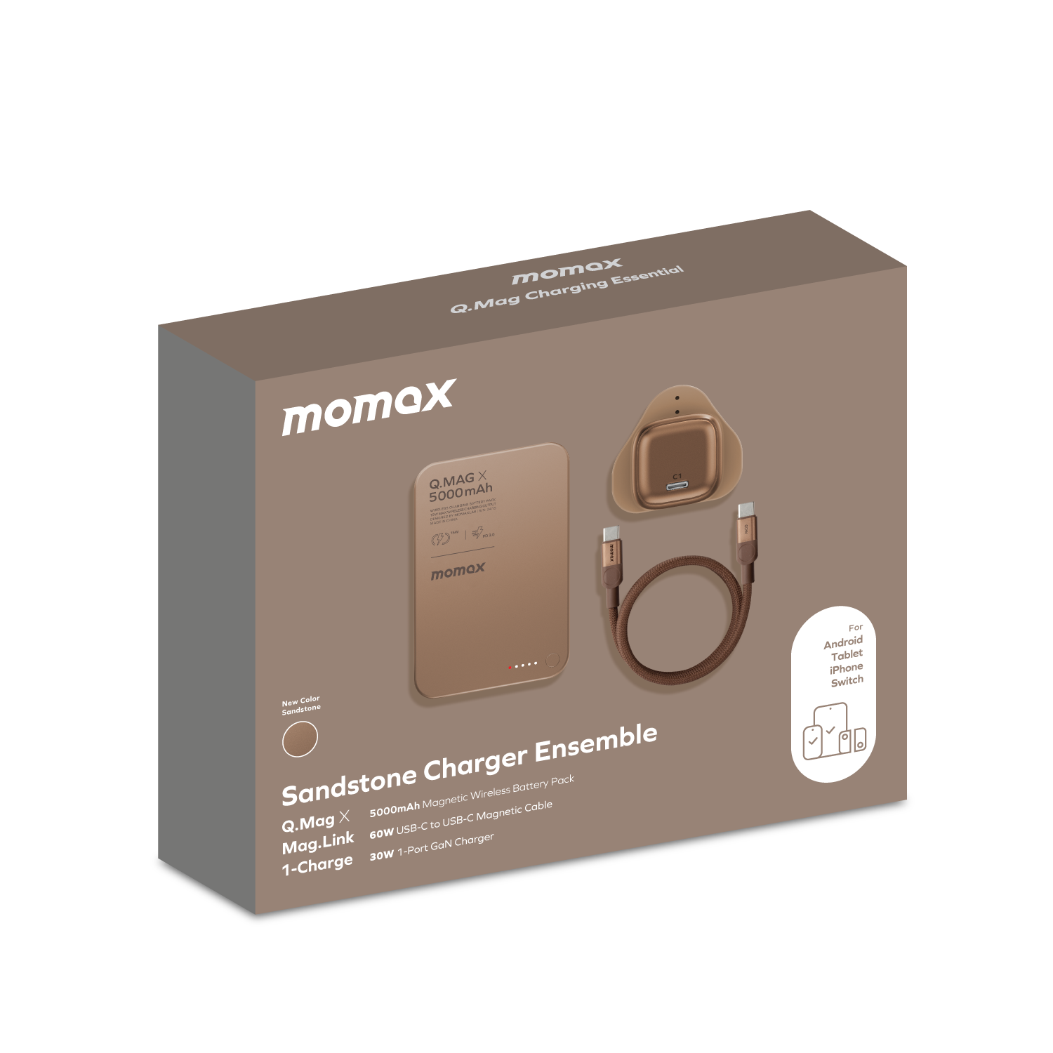 MOMAX 1-CHARGE GAN 30W 1 PORT CHARGER + 60W USB-C TO USB-C MAGNETIC ...