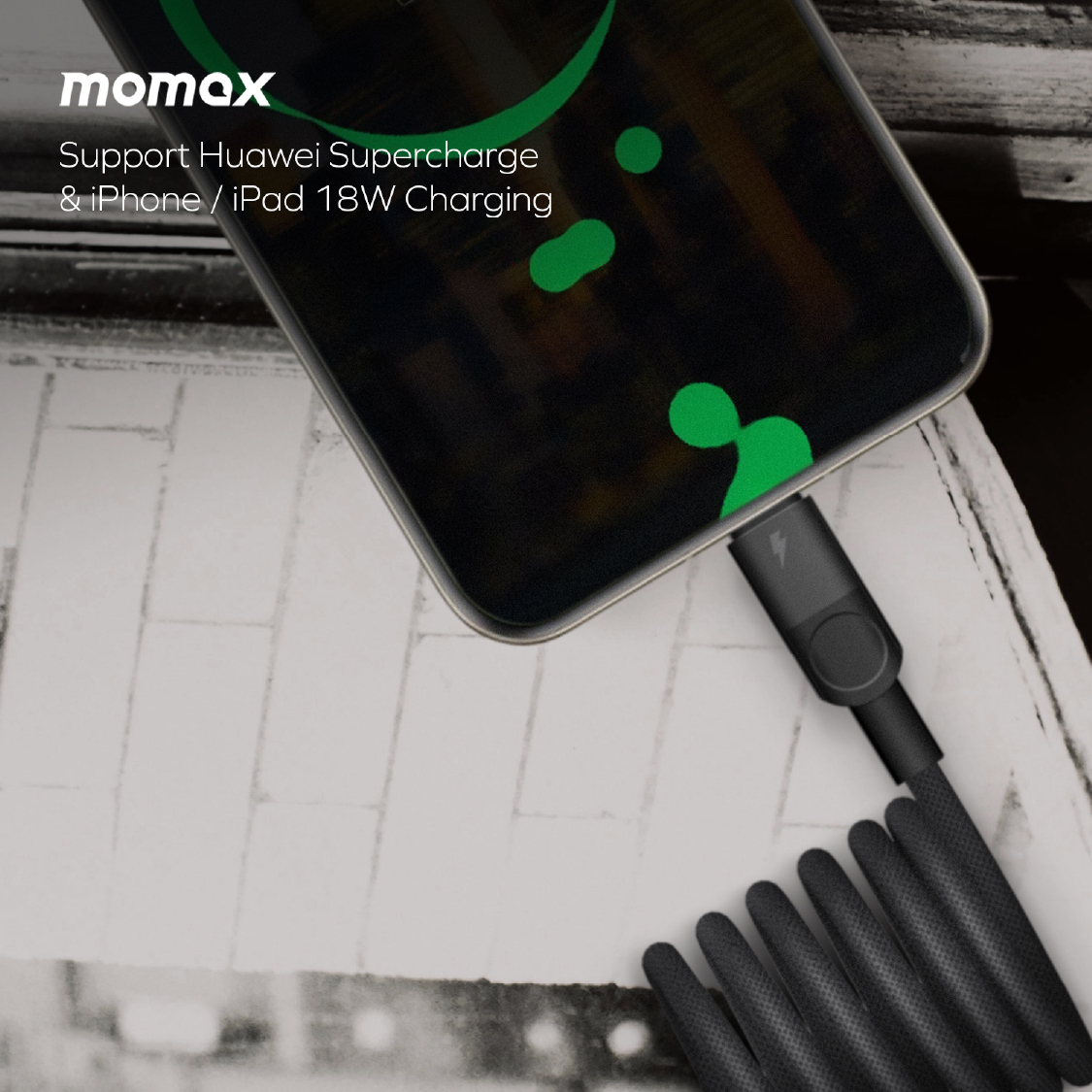 MOMAX MAG LINK 66W USB-A TO USB-C MAGNETIC CABLE 1M | Space.ae