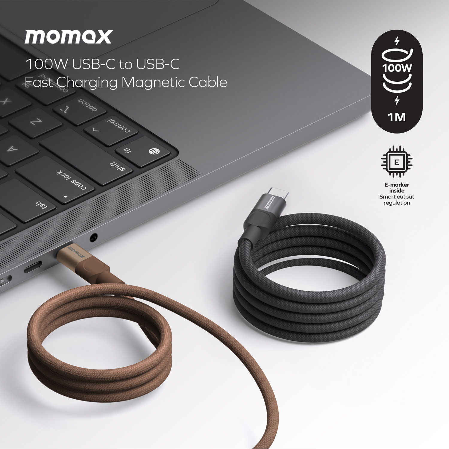 MOMAX MAG LINK 100W USB-C TO USB-C MAGNETIC CABLE 1M | Space.ae