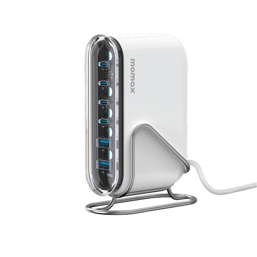 MOMAX 1-CHARGER FLOW PLUS PD 120W 6 PORTS GAN DESKTOP CHARGER | Space.ae