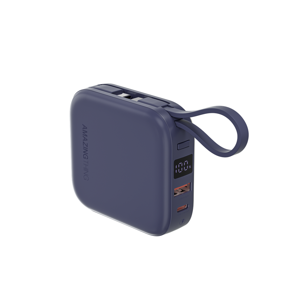 AT THUNDER GO 10000mAh POWER BANK WITH BUILT-IN 2 USB-C CABLES | Space.ae